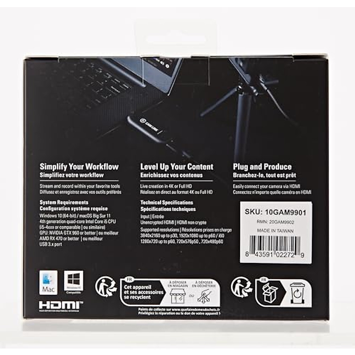 Elgato Cam Link 4K, External Camera Capture Card, Stream and Record with DSLR, Camcorder, ActionCam as Webcam in 1080p60, 4K30 for Video Conferencing, Home Office, Gaming, on OBS, Zoom, Teams, PC/Mac