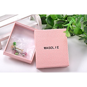 WASOLIE 4Pcs 14G Stainless Steel Tongue Piercing Barbells Multicolor Ring Body Piercing Jewelry for Women