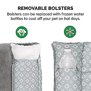 Furhaven Cat Bed for Indoor Cats, Washable w/ Removable Bolsters, For Pets Up to 9 lbs - Plush & Diamond Print Cuddle Loaf Mat - Gray, Small