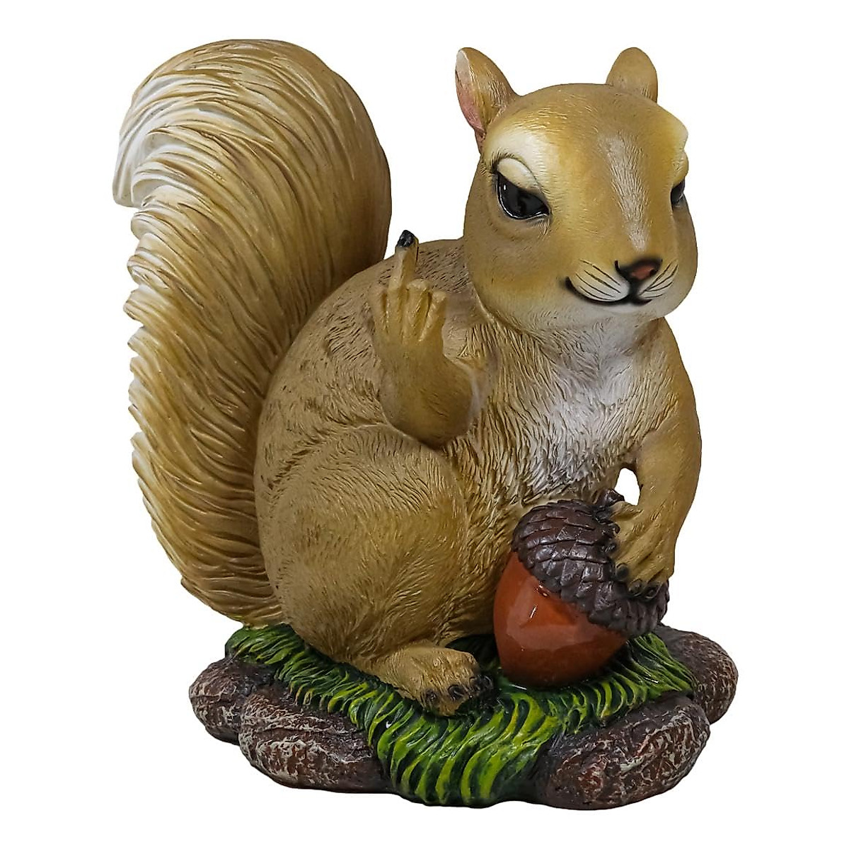 Ebros Gift Large Rude Squirrel Pointing Middle Finger with Acorn Nutty Welcome Guest Greeter Statue 10" Tall Whimsical Woodlands Funny Animal Squirrels Chipmunks Flipping Off Home Decor Figurine