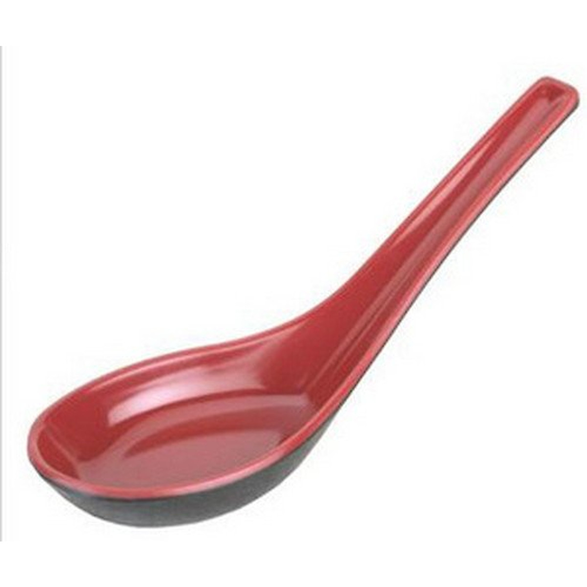 JapanBargain 2384, Chinese Soup Spoons Asian Japanese Chinese Wonton Soba Rice Pho Ramen Noodle Soup Spoons, Black/Red, Set of 2