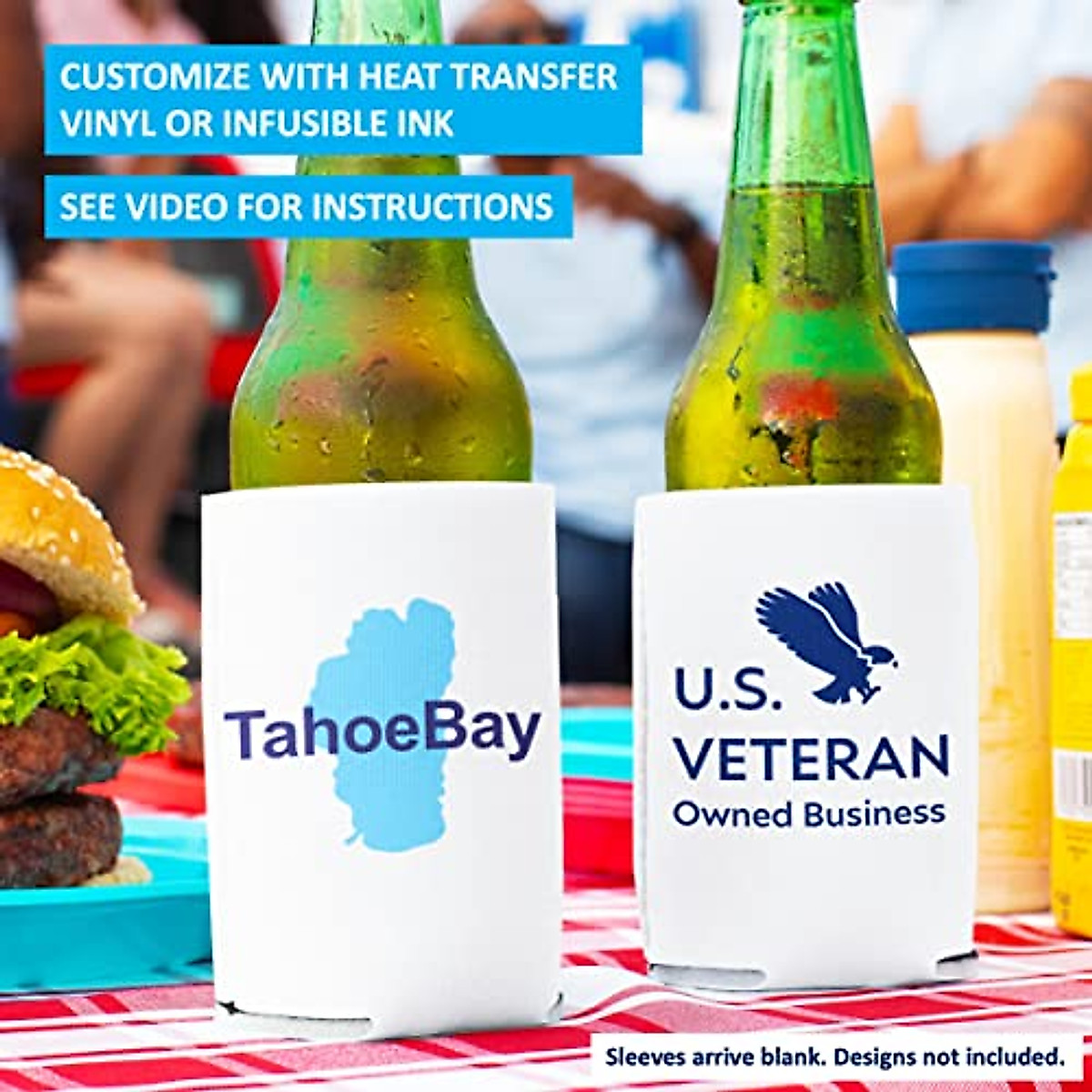 TahoeBay Blank Can Cooler Sleeves (30-Pack) Black and White Plain Soft Insulated Blanks for Soda, Beer, Water Bottles, HTV Vinyl Projects, Wedding Favors and Gifts