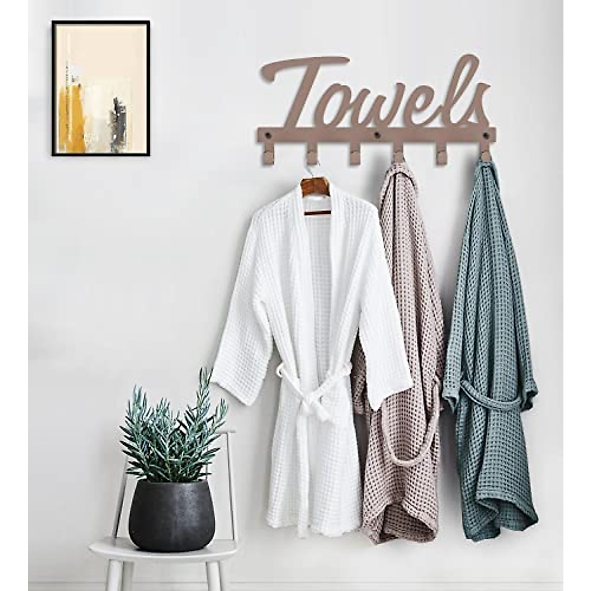 Livelab Towel Rack, Bathroom Towel Racks, 6 Hooks Bronze Towel Holder for Bathroom Wall Mounted Space Saving, Waterproof Rustproof Easy Install Towel Hanger to Hang Your Towels, Robes, Clothing