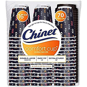 Chinet Comfort 16 oz Paper Cups With Lids (70Count Each), 70Count