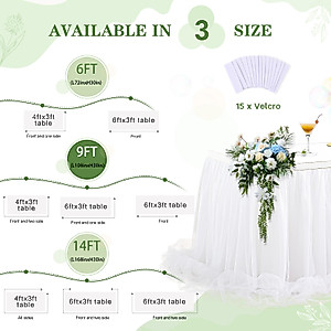 Tulle Table Skirt for Rectangle or Round Tables with LED Lights 9ft White Tutu Table Skirt for Wedding Bridal Shower Birthday Party Decorations