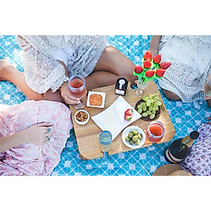 HARPEL Kango Mango Portable Folding Wine and Champagne Picnic Table - Stylish for Wine Lovers, Outdoors, Events, Romantic Dinners, Beach, Camping - from Beautiful Mango Wood