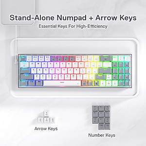 Redragon K628 Pollux 75% Wired RGB Gaming Keyboard, 78 Keys Compact Mechanical Keyboard w/100% Hot-Swap Socket, Free-Mod Plate Mounted PCB & Dedicated Arrow Keys, Quiet Red Switch