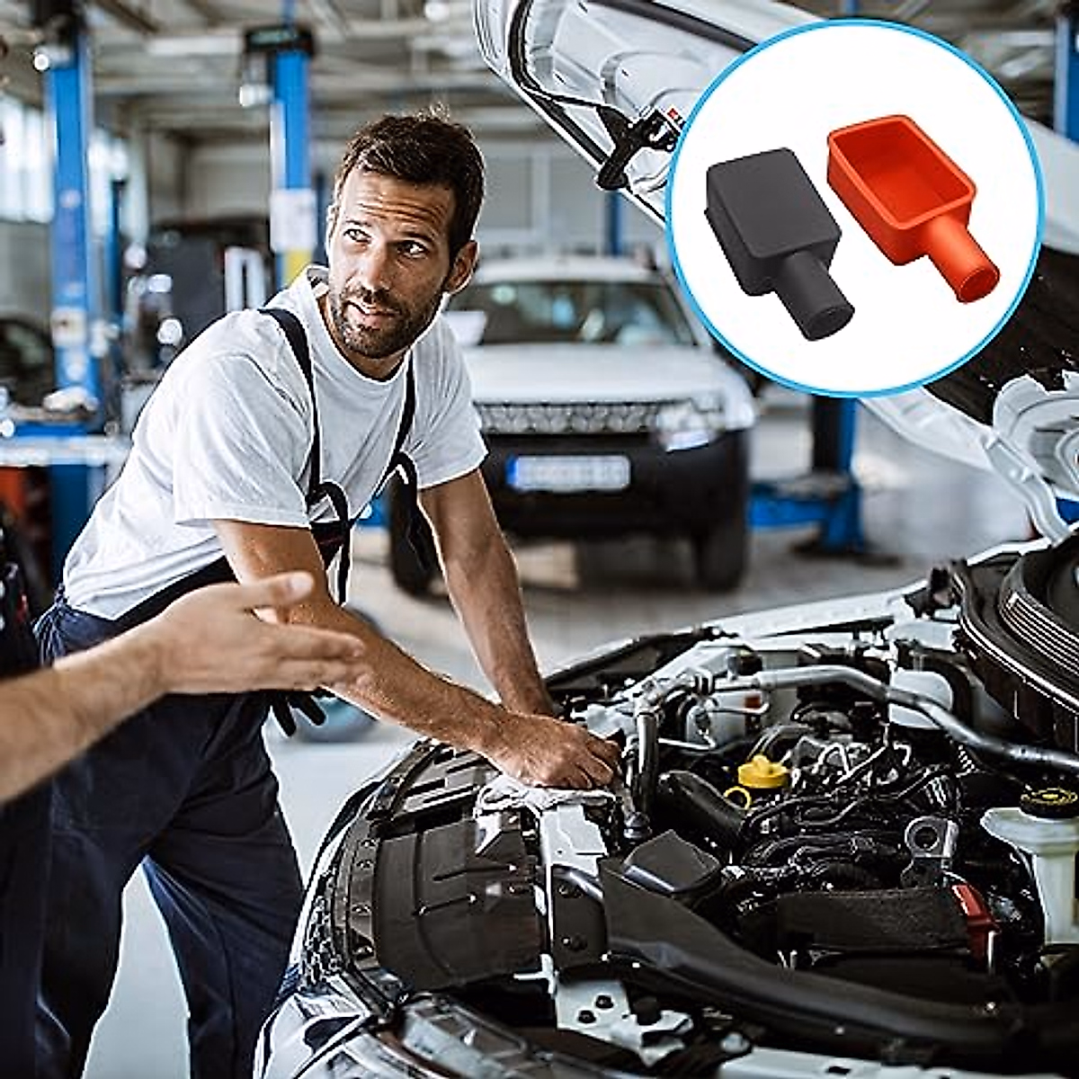 6Pcs Battery Terminal Cover, Battery Terminal Protector, Car Insulating Battery Cover, Soft Rubber Positive and Negative Poles Stud Covers Connector Top Post Cap for Car Motorcycle Truck (Red/Black)