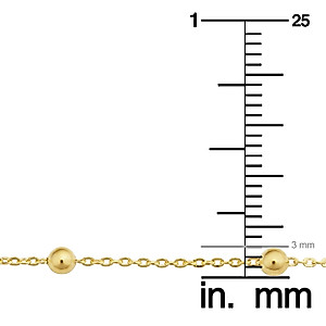 14k Yellow Gold Filled Ball Station Satellite Necklace for Women (3 mm, 16 inch)