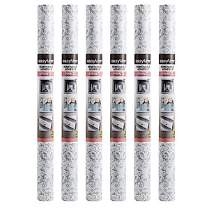 Duck 286448 EasyLiner Adhesive Laminate Prints Shelf Liner, Gray Damask, 20 in. x 15 ft., 6 Rolls