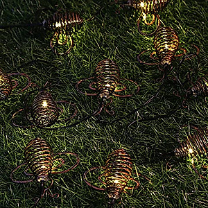 Solar Powered Bee String Lights Outdoor, Solar String Lights, 20 Lights 49inch 2 Modes IP44 Waterproof Simulation Bees Sting Lights, Decorative Lights for Outdoor Wedding Homes Gardens