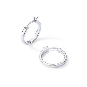 PAVOI 18K Gold Plated 925 Sterling Silver Post Lightweight Hoops | 20mm | Gold Hoop Earrings for Women (20.00, White Gold - Vermeil)