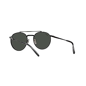 Ray-Ban RB8237 Round II Titanium Sunglasses, Black/Polarized Dark Grey, 50 mm