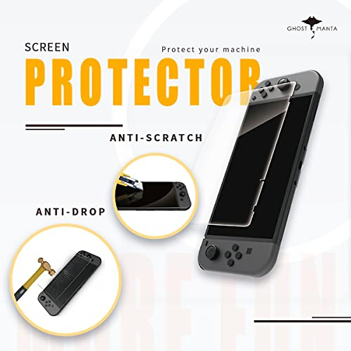 Ghost Manta 13 in 1 Accessories Kit Compatible with Nintendo Switch Earphone, Carry Bag, Tempered Glass, Game Card Storage, 2 Silicon Case, 4 Thumb Grips