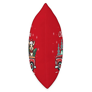 Black Brindle Corgi Christmas Dog Truck Plaid Funny Xmas Throw Pillow