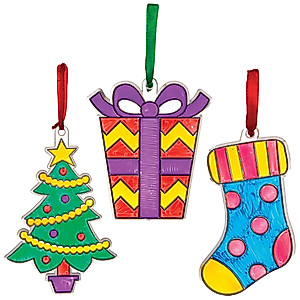 Baker Ross AT294 Christmas Suncatcher Decorations,Acrylic - Pack of 10, Festive Arts and Craft, assorted