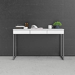 Pemberly Row Contemporary Home Office Multi-Functional Writing Desk with 3 Drawer in White