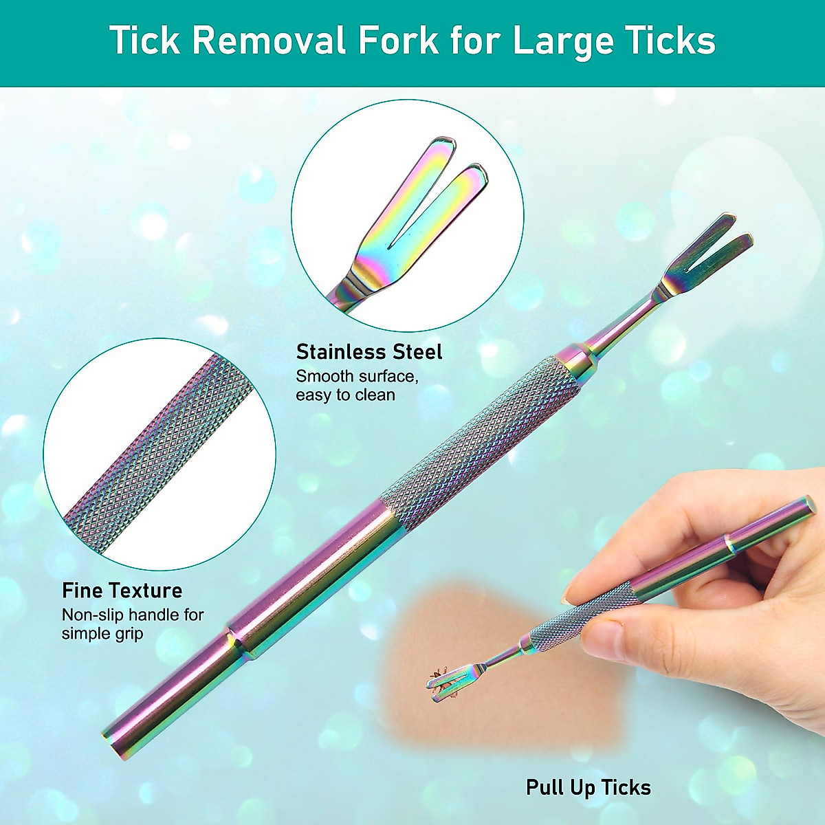COITEK 3 in 1 Tick Remover Kit, Black Tick Remover Tweezers Stainless Steel Tick Remover Tools Set for Pet Dog, Cat, Human with Storage Box (Colorful)