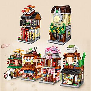 Seyaom Japanese Street View Shop Bricks, Mini DIY Building Blocks Model MOC Construction Toy. (Not Compatible with Small Particle Bricks) (Japanese Restaurant)
