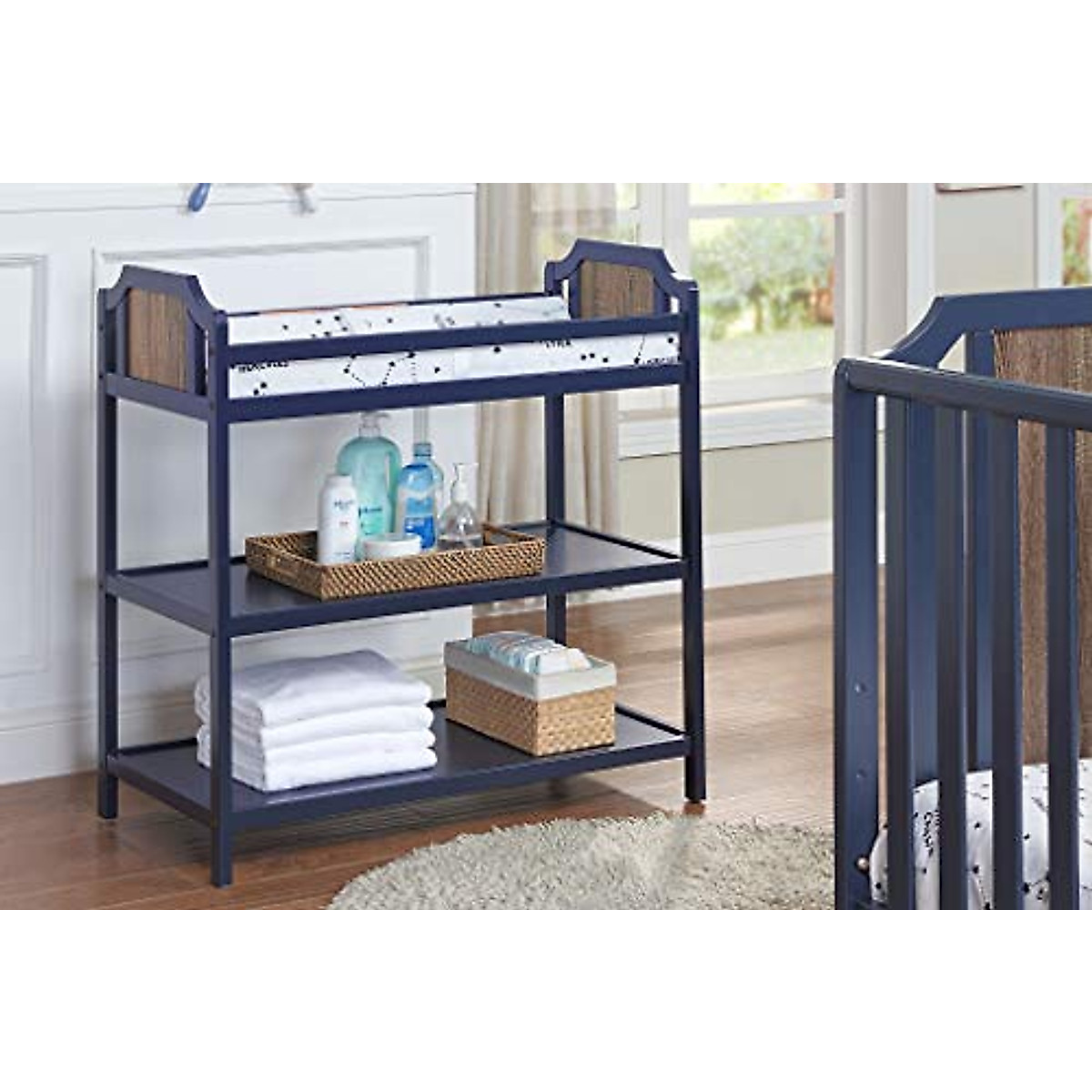 Suite Bebe Brees Changing Table in Midnight Blue and Vintage Walnut