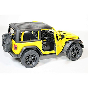 KiNSMART 2018 Jeep Wrangler Rudicon Hard Top Yellow 5" 1:34 Scale Die Cast Metal Model Toy w/ Pullback Action