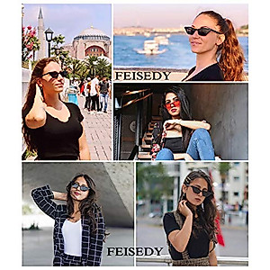 FEISEDY Small Cat Eye Sunglasses Vintage Square Shade Women Eyewear B2291
