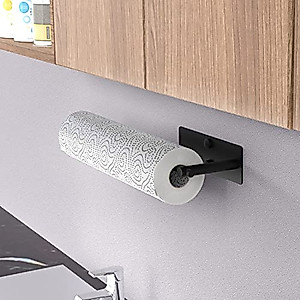 Paper Towel Holder Under Cabinet, Wall Mount Paper Towels Rack for Kitchen, Self Adhesive Hanging Paper Towel Holders for RV Camper, Black
