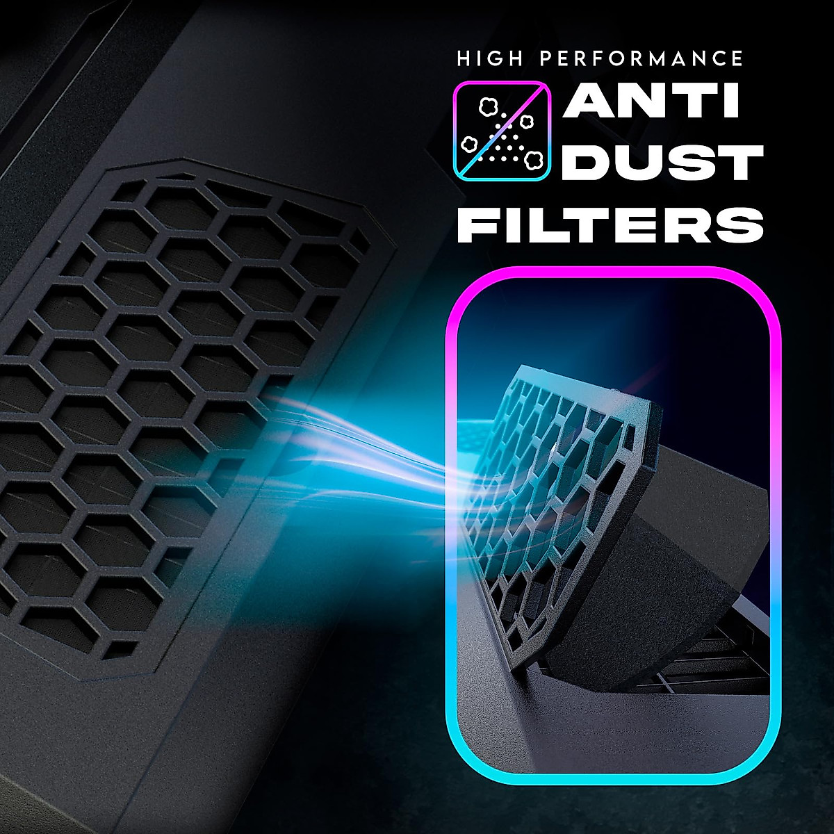 KLIM Mistral Laptop Cooling Pad - New 2024 - Powerful Turbo-Laptop Fans (4500 RPM) - Rubber Seal and Dust Filters for Maximum Performance - Gaming Laptop Cooler to Avoid Overheating - 15.6-17.3 inch