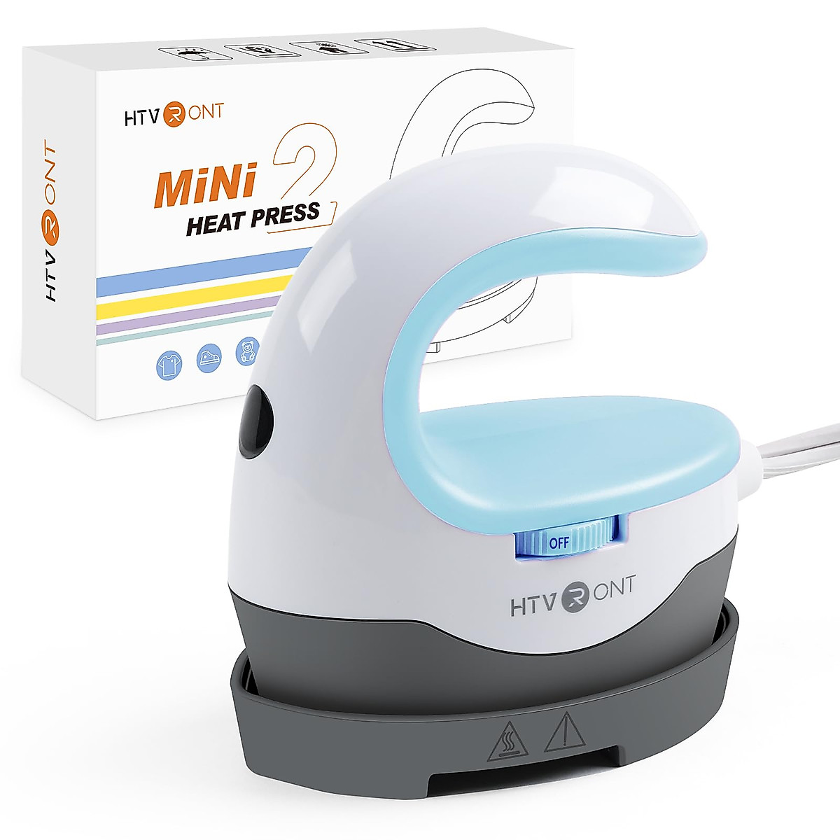 HTVRONT Heat Press Mini Heat Press Machine, Small Heat Press Portable Iron Press Machine for T Shirts, Hats, Heating Transfer Projects (Blue)
