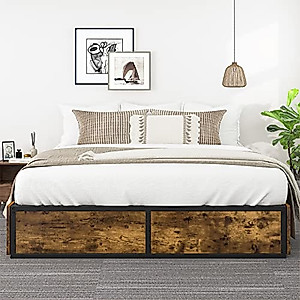 IMUsee Queen Size Bed Frame with 4 Large Storage Drawers, Heavy Duty Metal Platform Queen Bed Frame with 13 Strong Metal Slats Support, Wooden Board Decor, No Box Spring Needed, Noise Free