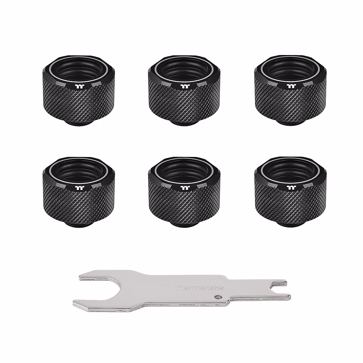 Thermaltake Pacific Black 4 Build-In O-Rings C-Pro G1/4 PETG 16mm OD Compression Fitting 6 Pack CL-W214-CU00BL-B