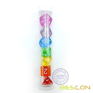 Bescon Colorful Unicorns Rainbow Sparkled Polyhedral D&D Dice Set of 7 RPG Role Playing Game Dice 7pcs Set