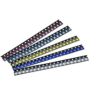 Cermant(5 Colors x 20 pcs = 100 pcs)1206 SMD LED Diode Lights Kit(Mini Chip 0.12 x 0.06 inch) Super Bright Lighting Bulb Lamps,Electronics Components Light,Emitting Diodes