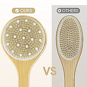 Dual-Sided Long Handle Shower Brush with Soft and Stiff Bristles,Tukuos Back Scrubber Exfoliating Body Scrubber for Wet or Dry Brushing Bath Shower Body Brush