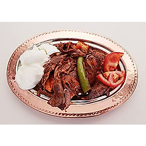 DLK - Handmade Pure Copper Serving Plate - Iskender Kebab Plate - Turkish Kebab presentation - Oval Copper Plate 12 inch (31cm)