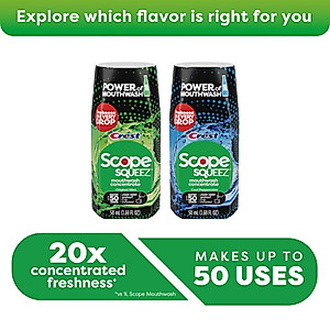 Crest Scope Squeez Mouthwash Concentrate, Cool Peppermint Flavor, 50mL Bottle, Equal Uses up to 1L Bottle *vs 1L Scope Outlast Mouthwash, Squeez to Control The Strength