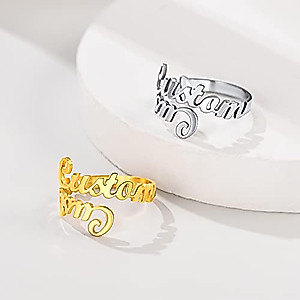 Custom4U 2 Name Rings Personalized for Women