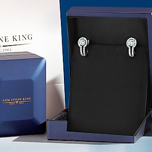 Gem Stone King 925 Sterling Silver Gemstone Birthstone and and White Created Sapphire Earrings | 5MM Round French Clip Clasp Hook Earring For Women