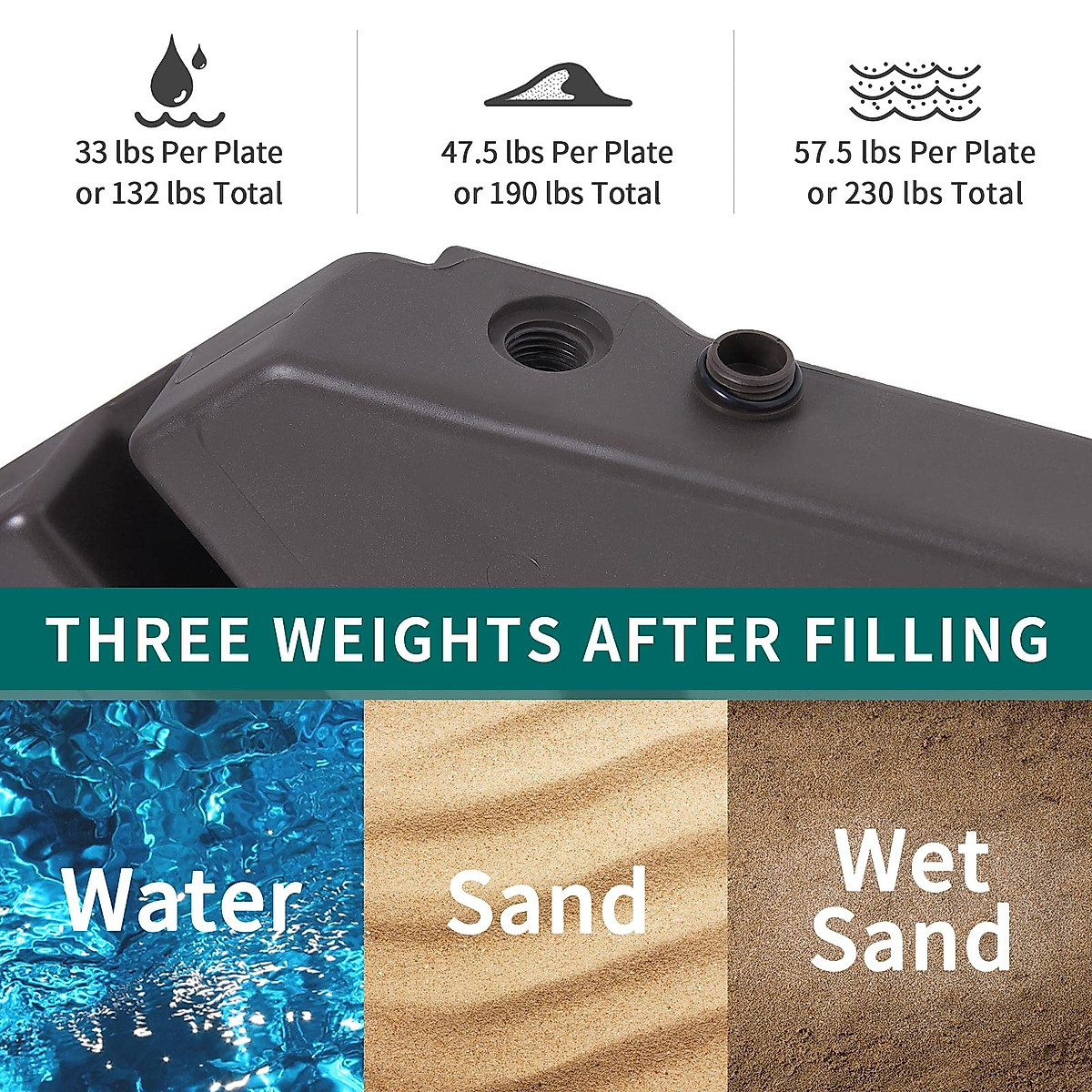 UDPATIO Heavy Duty Patio Umbrella Base Round Umbrella Stand Outdoor Base(80 lbs) with Water Sand Filled for Market Umbrella Table Umbrella