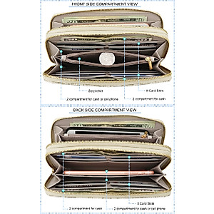 B BRENTANO Vegan Leather Double Zipper Pocket Wallet with Grip Hand Strap (Leopard)