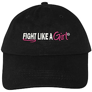 Fight Like a Girl Breast Cancer Embroidered Cap,Black,One Size