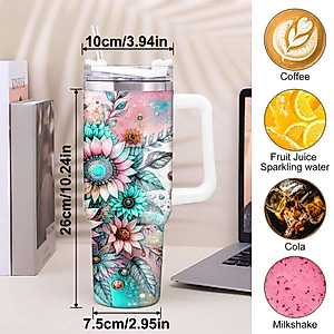 FOCIUZTA Sunflower Tumbler - 40oz Stainless Steel, Double Wall Insulated, Leak-Proof, BPA-Free, Perfect for Mother's Day, Christmas, Easter Gift Cup
