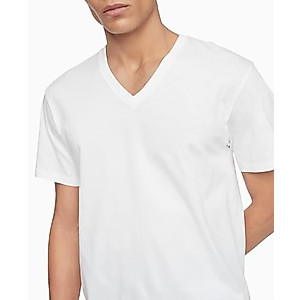 Calvin Klein mens 100% Cotton T-Shirt Packs 3 WHITE V Neck 2XL CLASSIC FIT