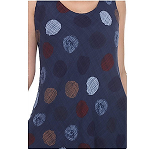 Women's Plus Size Summer Casual Sleeveless Dresses Polka-Dot Floral Scoop Neck Dress-Bigdot-Navy-1X