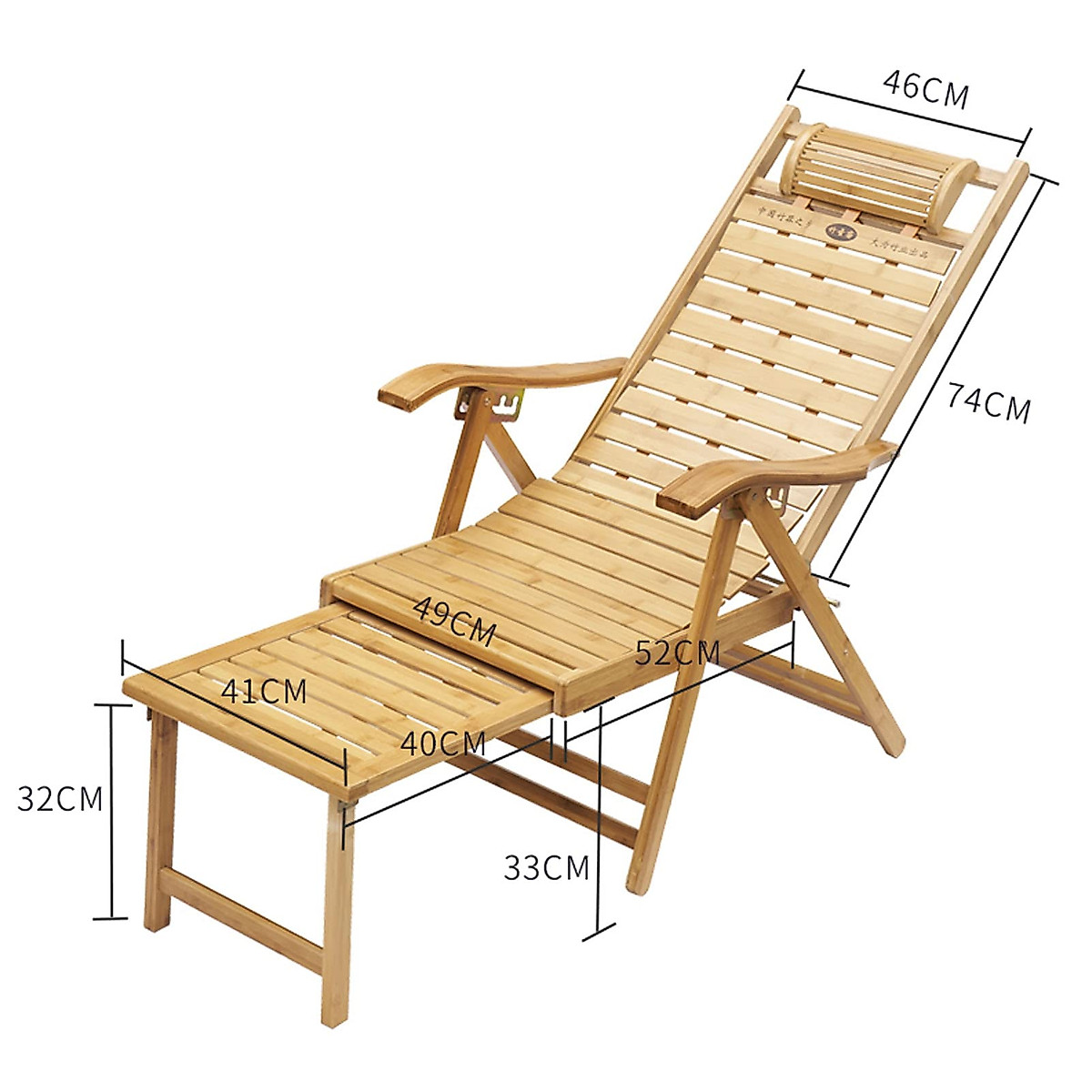 BROHN Lounge Chair, Wooden Rocking Chair Porch Rocker Outdoor Traditional Indoor Foldable Deck Recliner Sun Lounger Chairs