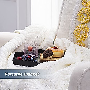 Bedsure Throw Blanket for Couch – Cream White Versatile KnitWoven Chenille Blanket for Chair – Super Soft, Warm & Decorative Blanket with Tassels for Bed, Sofa and Living Room (Ivory, 50 x 60 inches)