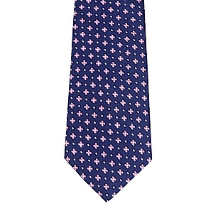 Elfeves Men's Navy Blue Pink Floral Wholesale Groomsman Silk Ties Wedding Casual Necktie