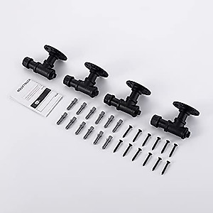 KES Industrial Pipe Black Towel Hook, Bathroom Coat Hook Wall Mounted, Robe Hook Heavy Duty for Hanging Coat Iron 4 Pack, BRH500-BK-P4
