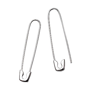 Minimalist Safety Pin Cartilage Sterling Silver Big Hoop Earrings for Women Girls Elegant Dangle Drop 37mm
