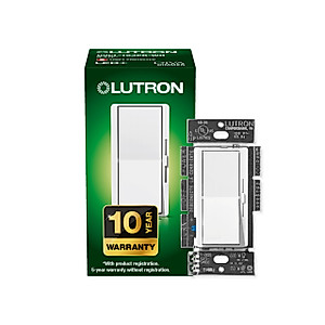 Lutron Diva LED+ Dimmer Switch for Dimmable LED, Halogen and Incandescent Bulbs, Single-Pole or 3-Way, DVCL-153P-WH, White